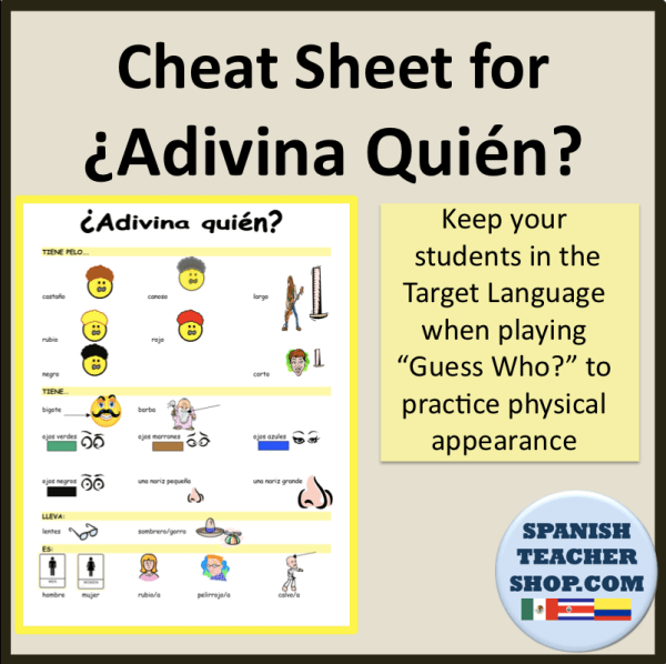 Adivina Quien Guess Who Spanish game | SpanishPlans.org