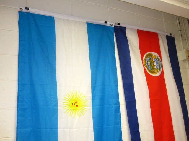 Hanging up Flags in Classroom | SpanishPlans.org