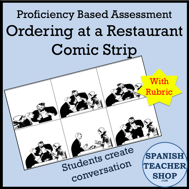 En el restaurante comic strips | SpanishPlans.org