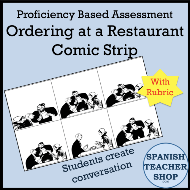 En el restaurante comic strips | SpanishPlans.org