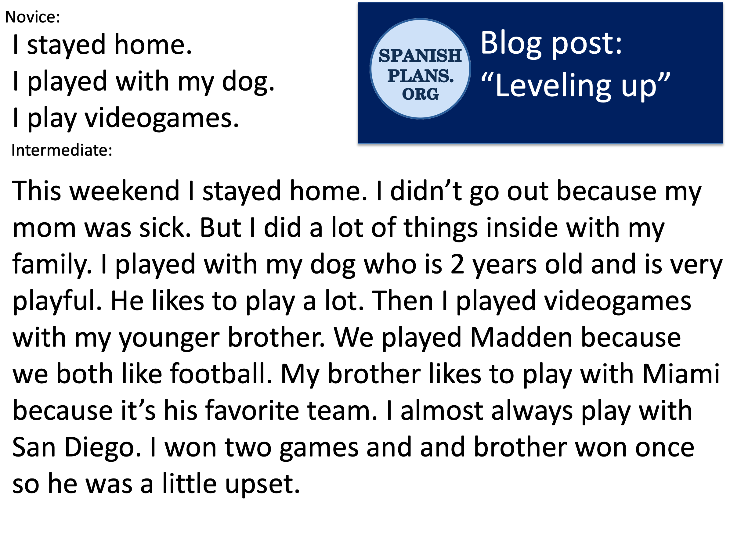 Leveling up | SpanishPlans.org